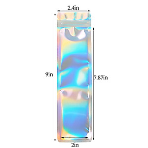 100 Pieces Resealable Smell Proof Bags, Flat Clear Food Storage Bags Pouch Aluminum Plastic Packaging Bags, Rainbow Color (2.4x9inch)