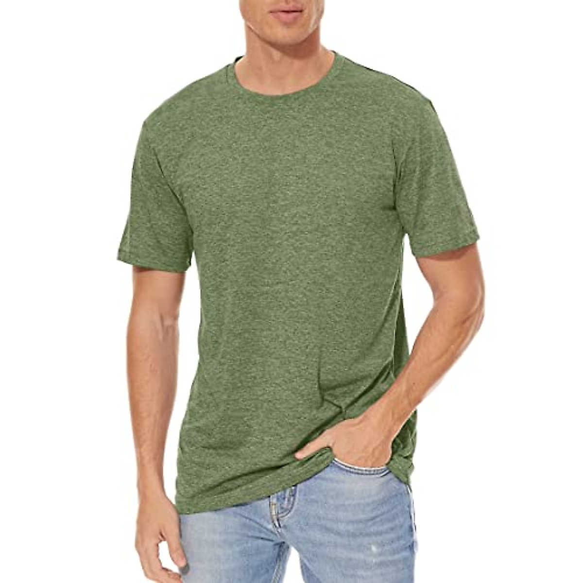 TACVASEN Men's Workout T Shirts Athletic Fit Shirts Gym T Shirts Dry Fit Shirts Running Shirts Active Tees Shirts Summer Fitness Shirts for Men Green