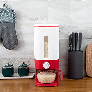 Rubtlamp 20 Lbs Rice Dispenser, Large Dry Food Container With Lid, Rice Storage Container With Measuring Cylinder, Cereal Dispenser Moisture Proof Household Food Dispenser Bucket, For Christmas