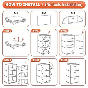 JOMOLA Rolling Storage Cart with 3 Drawers, Utility Cart with Wheels, Fabric Storage Cube Bin with Cover Collapsible Organizer Cart for Dresser Bedroom Dorm Home Office Mobile File Filing Cabinet Gray