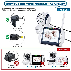 PwrON 6.6ft 6V AC DC Adapter Fits for Motorola MBP18 MBP-18 MBP41 MBP41PU MBP43PU MBP43 MBP26 MBP26PU MBP34 MBP33 MBP33PU MBP36 Video Baby Monitor & Camera Power Supply Cord (Parent & Baby Unit)