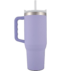 Yukon Outfitters Fit Forty 40oz Double Wall Vacuum Insulated Stainless Steel Tumbler with Reusable Straw & Ergonomic Handle | For Hot or Cold Beverage, Lavender