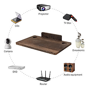 Projector Shelf,Projector Wall Mount Floating Shelf, Projector Stand,Projector Rack Holder,Projector Mount,PlayStation Shelf,Router Shelf Storage Box Modem Cable Shelf by Wood