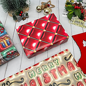 Dtiafu Stereoscopic Christmas Wrapping Paper Bundle - Unique Xmas Design with Snowman Merry Christmas - 20 x 28 Inch Per Sheet(8 Pcs)