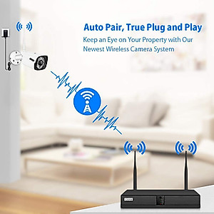 Eversecu 4CH Smart Wireless Security Camera System 4pcs 2K 3MP Outdoor Cameras & DVR Kit Support Face Capture/Record&Playback, Line Crossing/Intrusion Detection, Smartphone PC Remote View