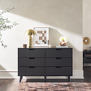 Walker Edison Modern 6-Drawer Dresser Bedroom Storage Organizer, 52 Inch, Black