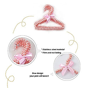 5 Pack Mini Pearl Baby Pets Small Clothes Hangers, Lovely Faux Pearl Beaded Elegant Garment Clothes Hangers with Ribbon Bowknot for Pet Dog Cat Baby Kids Children (White)