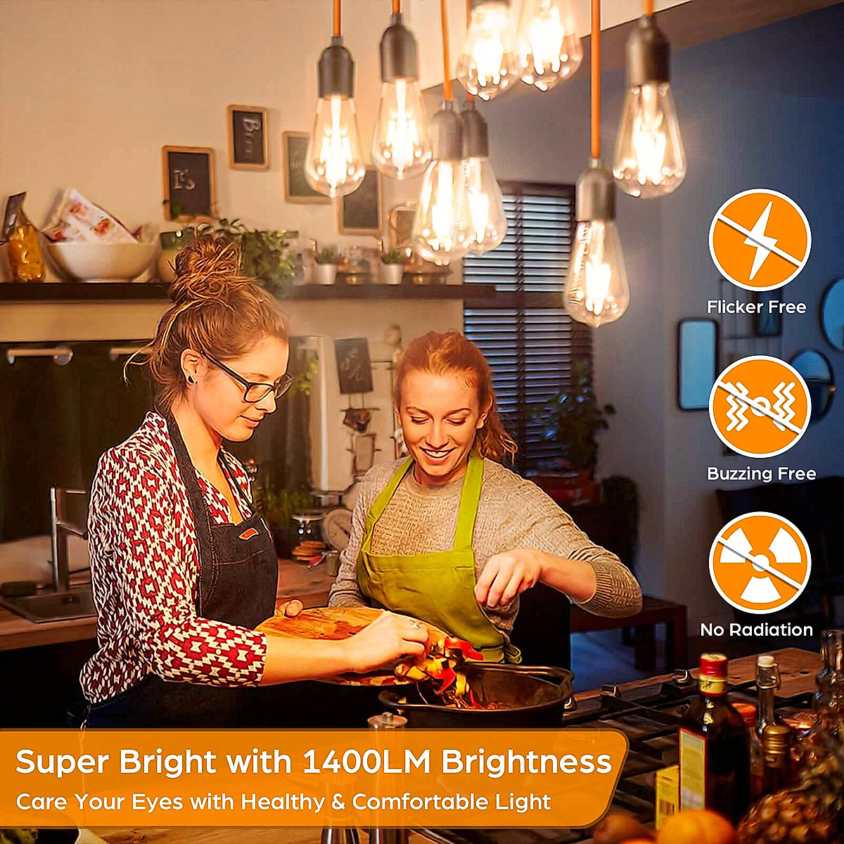 4-Pack Vintage LED Edison Bulbs 100W Equivalent 1400LM High Brightness 8W ST58 LED Filament Light Bulbs 2700K Soft Warm White E26 Medium Base CRI90+ Antique Clear Glass for Home Bedroom, Non-dimmable