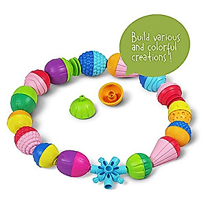 Lalaboom 12 Piece Baby Toddler Beads – Montessori Educational Shape and Color STEM Construction Toy 10 Months to 3 Years - BL100, Multicolor