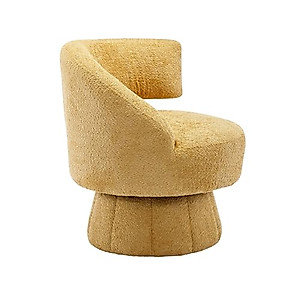 i-POOK 360 Degree Swivel Accent Chair, Upholstered Round Armchairs with 21.65" Deep Seat, Comfy Barrel Chair Club Chair for Living Room, Reading Room, Yellow