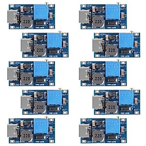 10Pcs Boost Module MT3608 DC-DC Step Up Converter 2A Boost Regulator Type C Power Supply Module Adjustable Voltage Regulator Input 2V-24V to 5V-28V