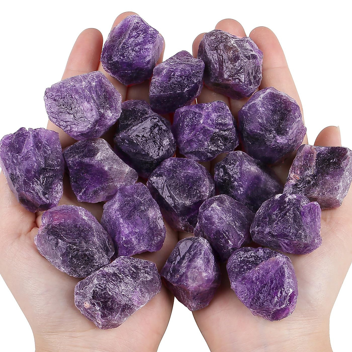 QINJIEJIE Amethyst Crystals Raw Natural Healing Crystal Stones Large 1" Bulk Rough Quartz Rocks Gemstones for Polishing Tumbling Cabbing Fountain Decor Wicca Reiki Stone