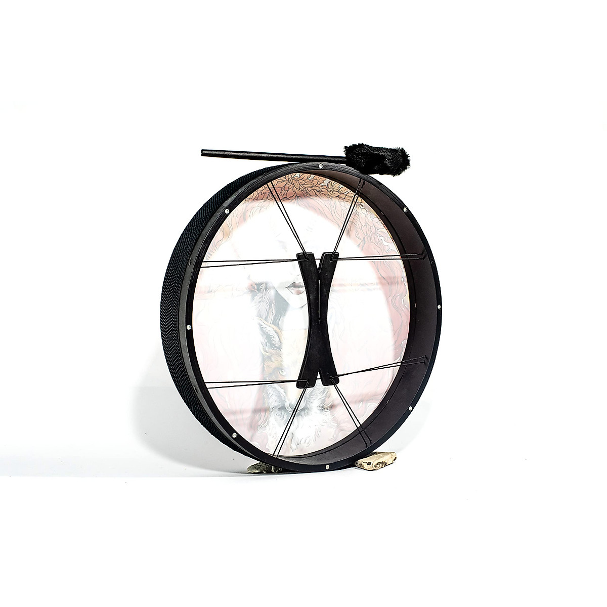 Shaman Vegan "Red Fox Spirit" Drum 20'' | Sound Healing Tool | Tunable Membrane | Vixen Totem Frame Drum | Music Therapy Instrument | With a Soft Protecting Bag