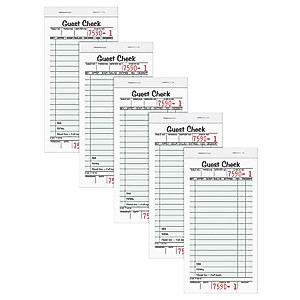 Adams Guest Check Pads, Single Part, Perforated, White, 3-2/5" x 6-3/4 ", 50 Sheets/Pad, 5 Pads/Pack (525SWMT)