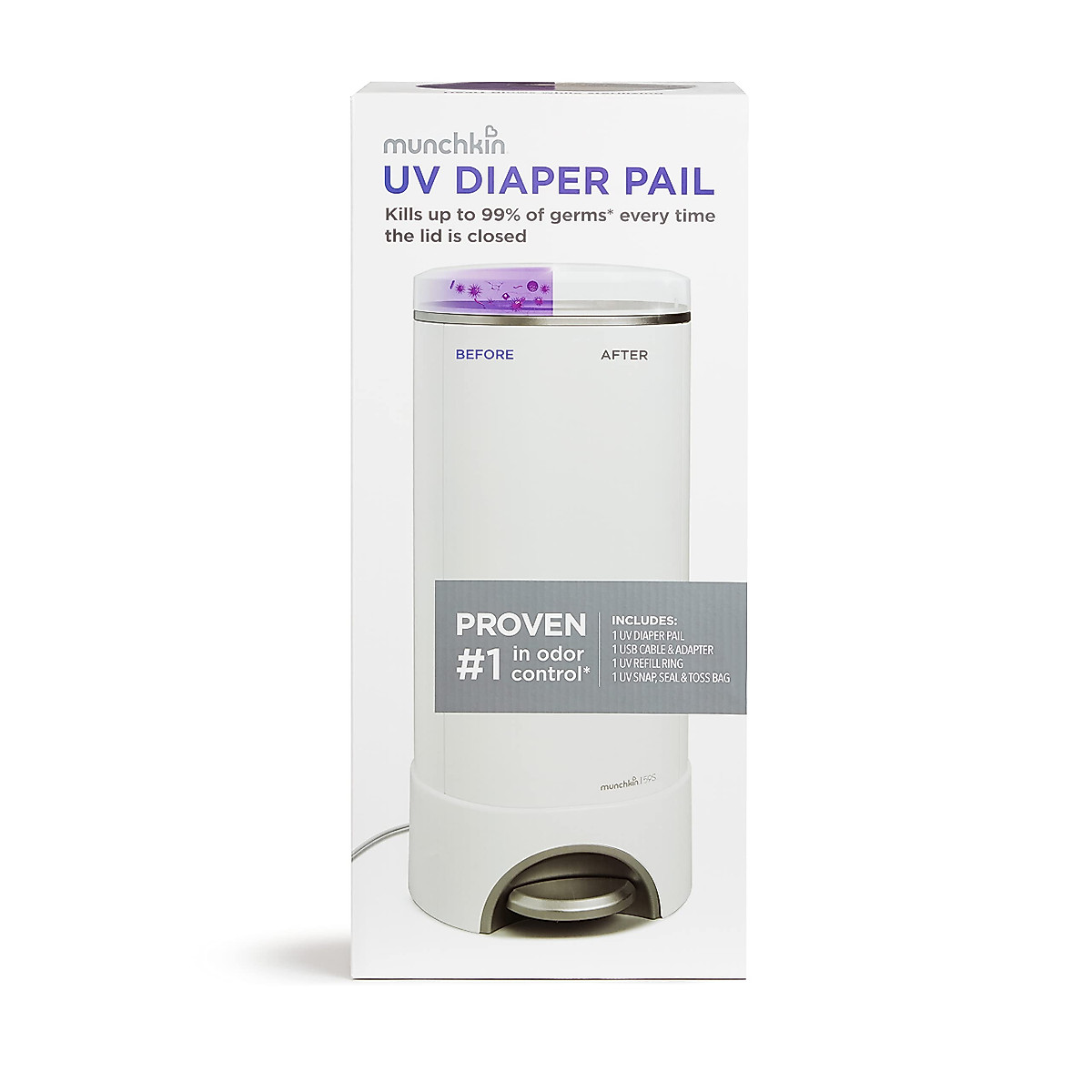 Munchkin UV Diaper Pail Refill Bags, 20 Count, Holds 600 Diapers, 272 Count Each