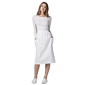Adar Universal Scrub Skirts for Women - A-Line Cargo Pocket Scrub Skirt - 703 - White - L