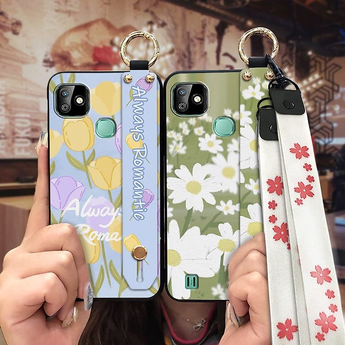 Original Lanyard Lulumi Phone Case for infinix X612/Smart HD 2021, Durable Sunflower Back Cover Painting Flowers Anti-dust for Girls Shockproof Dirt-Resistant Phone Holder Soft Wristband, 5