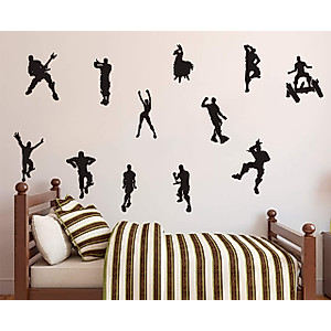Large Game Wall Decal Poster Dancing Peel & Stick Poster Decals Floss Dancing Game Nursery Kids Room Game Stickers (Black)