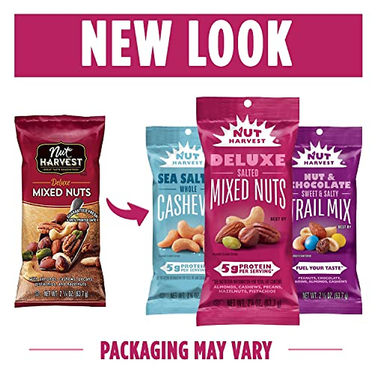 Nut Harvest, Trail Mix Variety Pack, 2.25 Ounce (Pack of 16)