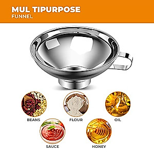 Pisol Canning Funnel for Kitchen Use, Wide Mouth Stainless Steel Funnel for Wide and Regular Mouth Mason Jar, Food Grade Metal Funnel for Filling Bottle, Large Funnel for All Liquid and Solid