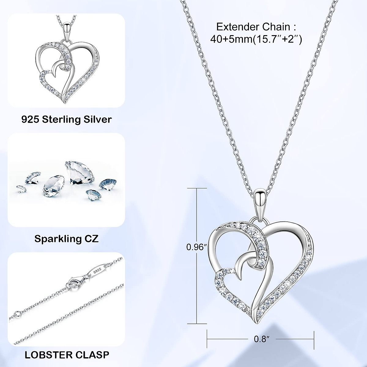 NINAMAID Daughter Gifts from Mom, 925 Sterling Silver Daughter Necklace Gifts for Daughter Mother Daughter Gift To My Daughter Necklace Christmas Gifts