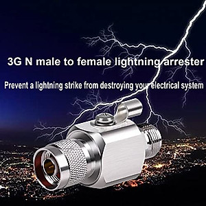 RFiotasy Lightning Surge Protector Square N Male to Female 50 Ohm 0-3GHz with 90V Gas Tube Coaxial WiFi Lightning Arrestor