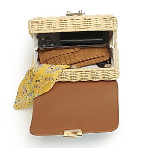 Madison West - The Madeline Crossbody Sunbleached Straw Bag Top Handle Satchel Bag for Women - Bone