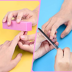 TsMADDTs Nail Files and Buffer, Professional Manicure Tools Kit Rectangular Art Care Buffer Block Tools 100/180 Grit 12Pcs/Pa(Black)