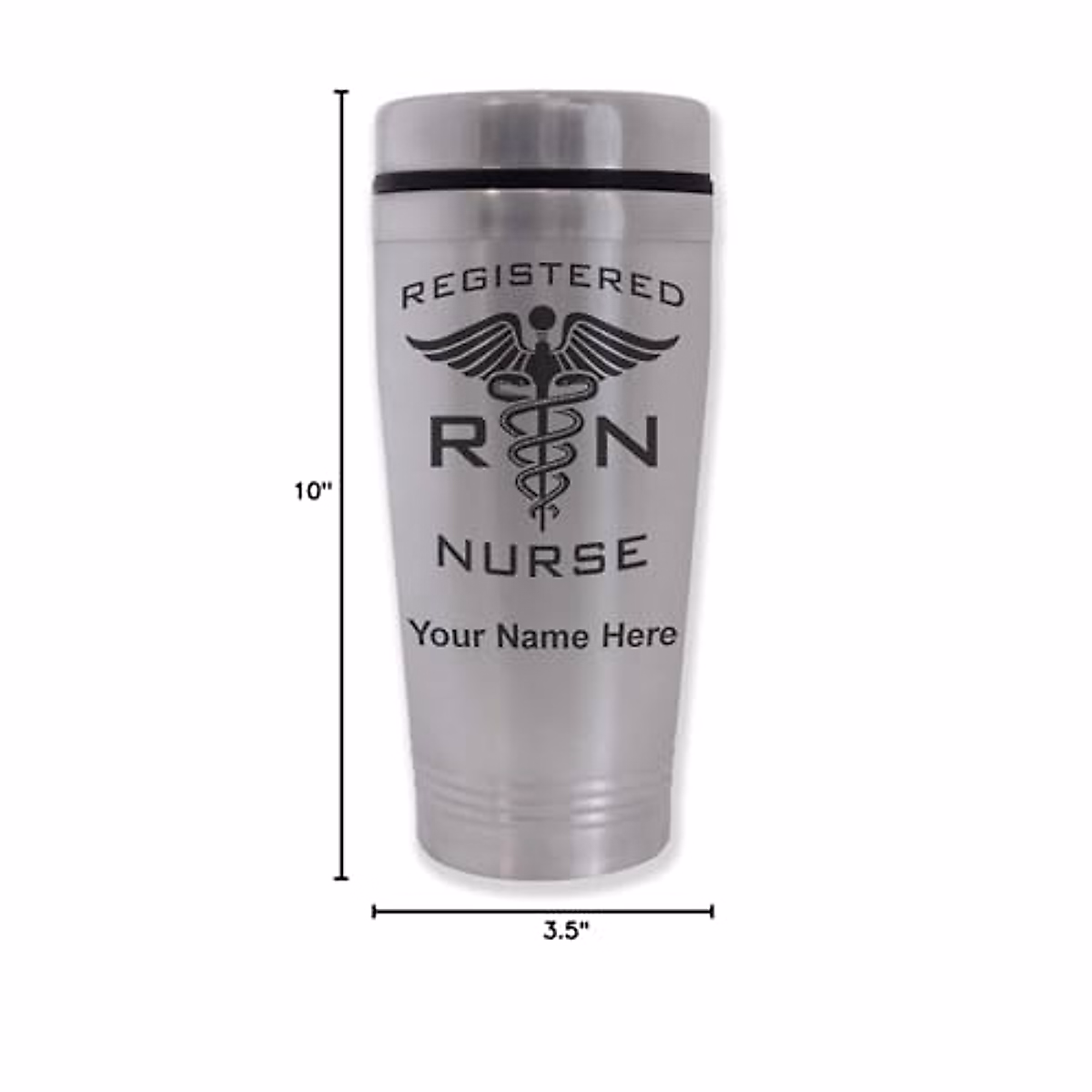 LaserGram 16oz Commuter Mug, RN Registered Nurse, Personalized Engraving Included