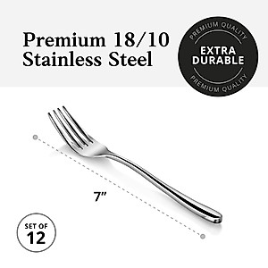 Artaste 56501 Rain II Forged 18/10 Stainless Steel Salad Fork, 7-Inch, Set of 12