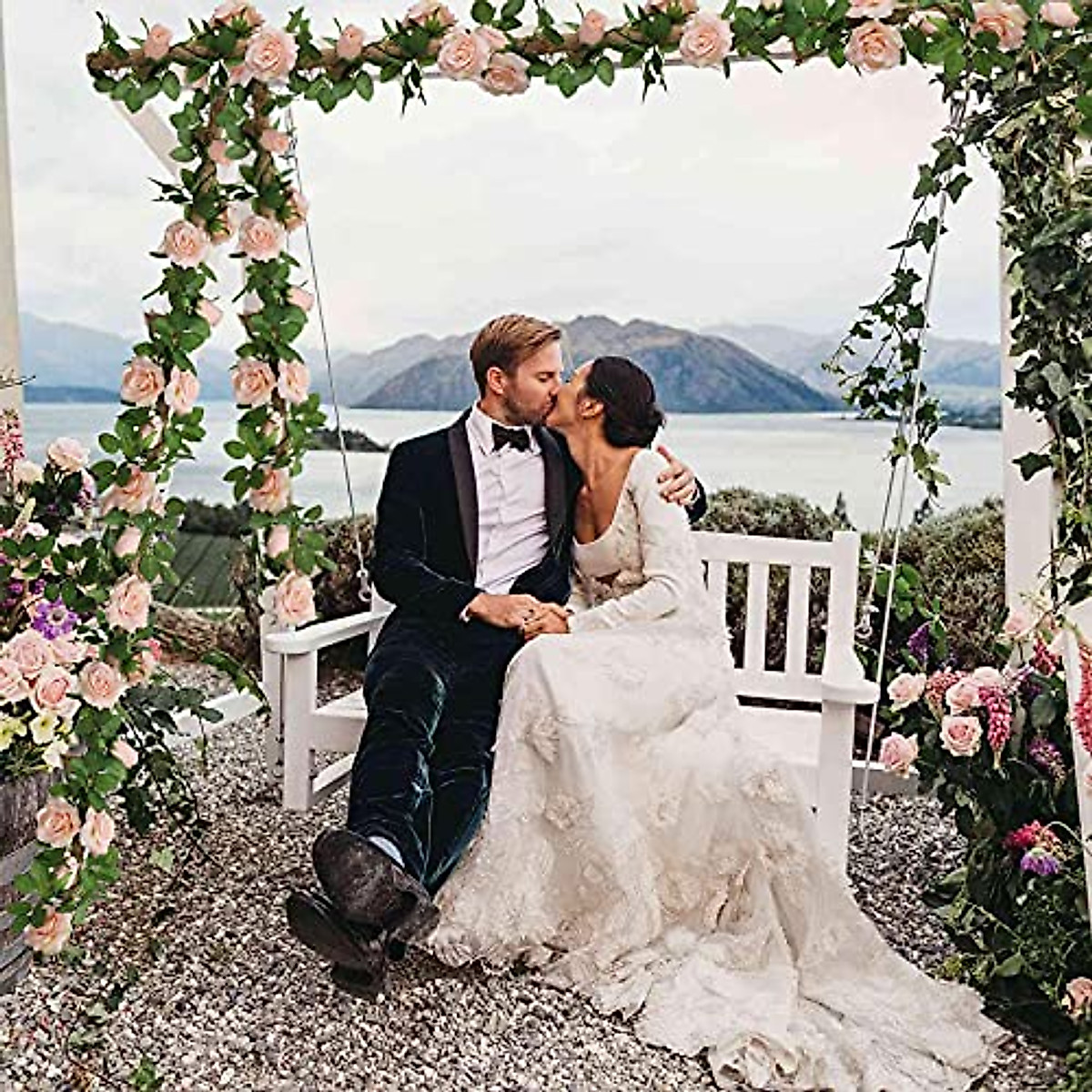 Felice Arts 2 Pack Pink Artificial Floral Garland 13 FT Fake Rose Vine Hanging Rose Garland for Wedding Flowers Table Centerpiece Arrangement Room Baby Shower Teepee Mirror Decor