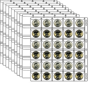 Ettonsun 10 Sheets 30-Pocket Coin Collecting Pages Coin Sleeves, Binder Inserts Coin Pocket Pages Collecting Sleeves for Most Coin Collection Holder Book Album
