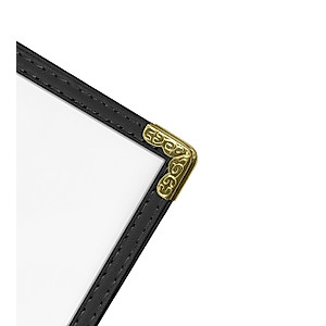 12 Pack of Goodsmart Cafe Style Menu Covers, Double Stitched Edge, Crystal Clear Vinyl (Black, 2 Pages / 4 Views - 8.5" x 11")