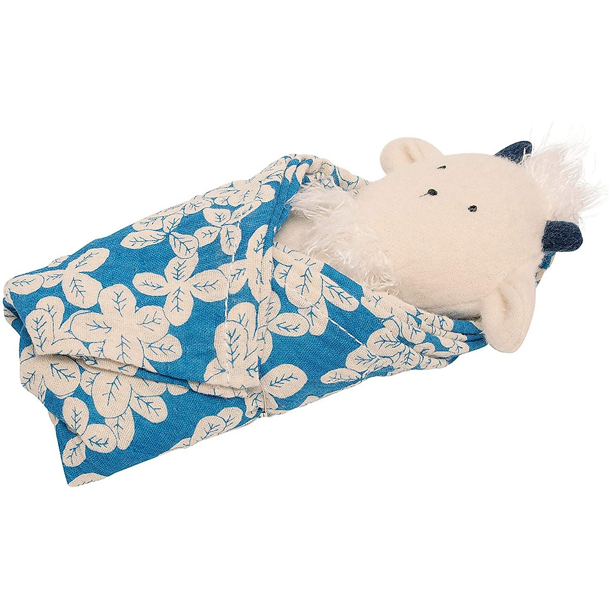 Manhattan Toy Embroidered Plush Goat Baby Rattle + Soft Cotton Burp Cloth, 16 x 16 Inches