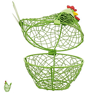 Egg Gathering Basket Egg Basket Metal Wire Egg Baskets Easter Hen Shape Chicken Egg Basket Farmhouse Kitchen Organizer for Eggs Fruit Kitchen Living Room Home Decor