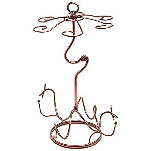 MyGift Bronze Metal Tabletop Wine Bottle Rack and Wine Glass Holder Stemware Display Stand