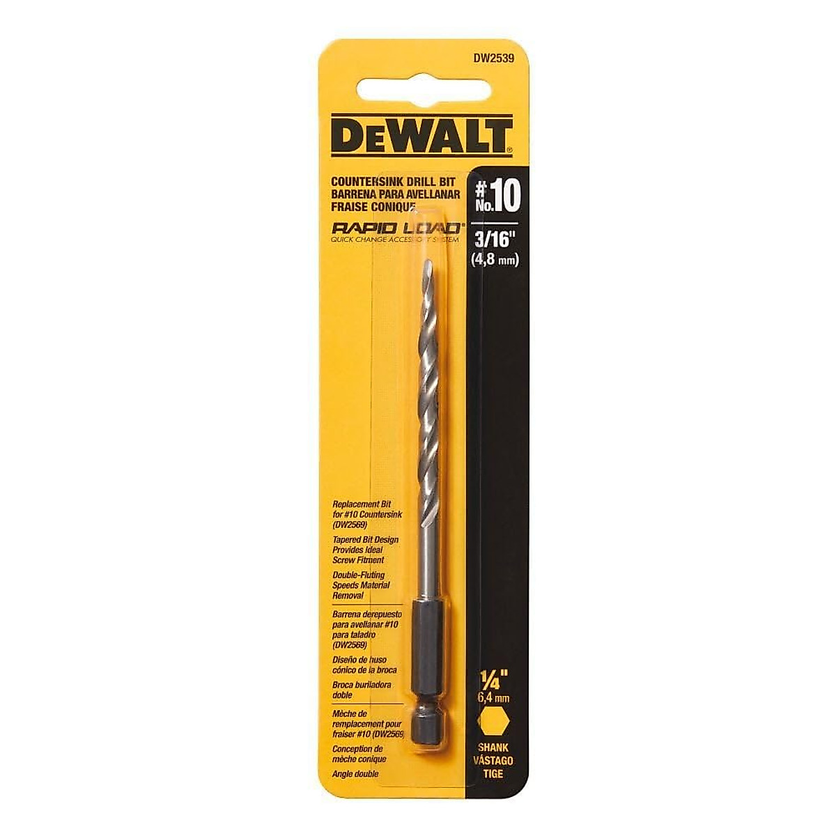 DEWALT Drill Bit, #10 Countersink, 3/16-Inch (DW2539)