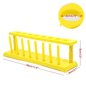 Plastic Test Tube Stand, 2 Pieces Yellow Tube Holder Rack for Laboratory, Detachable, 20mm Hole Diameter (8 Hole)