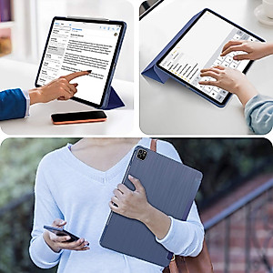Soke for iPad Air 13 Inch Case (M2) 2024,iPad Pro 12.9 Case 2022 2021(6th 5th Generation) - [Slim Trifold Stand + Auto Wake/Sleep],Protective Hard PC Back Cover for iPad Air 13 inch (Navy)
