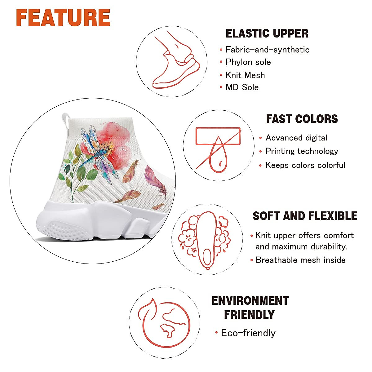 Hetios Womens Painted Sneakers - Walking Shoes Running Shoes Mesh Workout Casual Sock Shoes 6