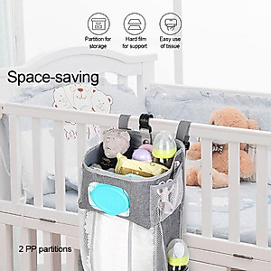 Hanging Diaper Caddy - Hanging Diaper Organizer For Changing Table, Crib Diaper Organizer For Baby Stuff, Baby Accessories For Newborn, Baby Shower Gifts - 17x9x6 Inches