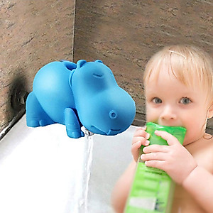 Odowalker Cartoon Faucet Cover Washbasin Bath Tub Spout Cover Cute Animal Toy Faucet Cover Bath Safety Fun (Hippo Spout Guard)