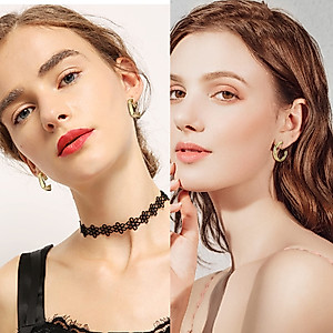 UBGICIG 6 Pairs Gold Clip on Hoop Earrings For Women Fashion Clip on Earrings Gold Chunky Hoop Earrings No Piercing Fake Earrings Set (Gold Tone)