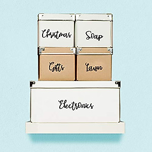 Good Karma Studio 150 Labels for Storage Bins + 15 Blank Labels, Household Labels, Farmhouse Font, Linen Closet, Home Office, Kids', Garage