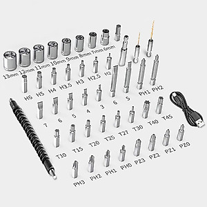 RealWork Electric Screwdriver, 4V Cordless screwdriver with rechargeable 1500mah Li-ion Battery, Includes screwdriver bit, sockets, Flex Shaft. LED Working light, Hard Plastic Carry Case