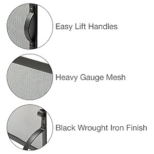 UniFlame, S-1028, Medium Wrought Iron Spark Guard Fireplace Screen (44" Wide x 33" Tall)
