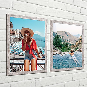 Giftgarden 11x14 Picture Frame Distressed Beige White Set of 12, Multi Rustic Wood Grain 11 by 14 Photo Frames Bulk for Wall or Tabletop Display