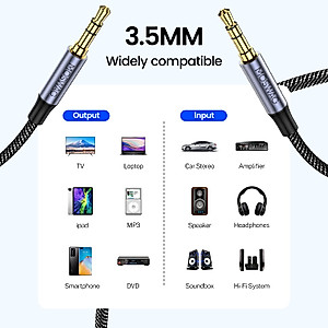 MOSWAG 3.28FT/1Meter 3.5mm Aux Cord to 3.5mm Audio Aux Jack Cable Male to Male Aux Cable Nylon Braided Stereo Jack Cord for Phones,Headphones,Speakers,Tablets,PCs,Music Players and More