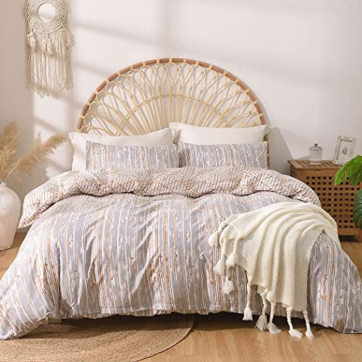 Lekesky Grey Duvet Cover Queen Size, Comforter Covers Queen 3pc Ultra Soft 100% Washed Microfiber Breathable Bedding Duvet Cover Set with Zipper Ties (1 Comforter Cover 90x90 +2 Pillow Cases)