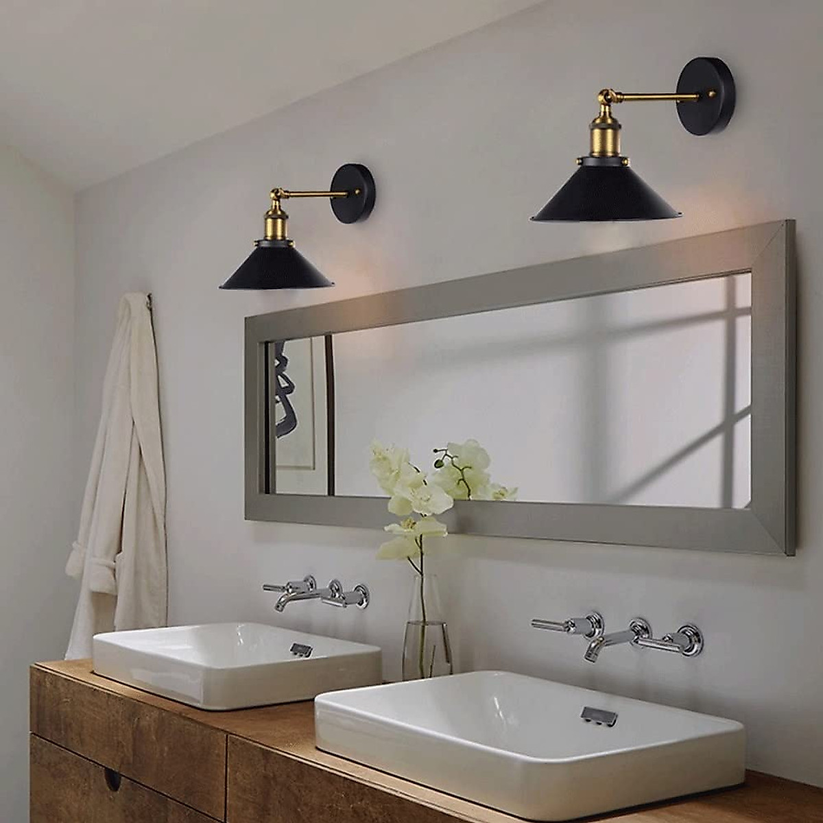 DEVINK 2-Pack 300 Lumens Led Remote Control Battery Operated Indoor No Cord Wall Sconce Light Fixture for Room Lighting Wall Decor Bedroom- Easy Installation, Dimmable Control